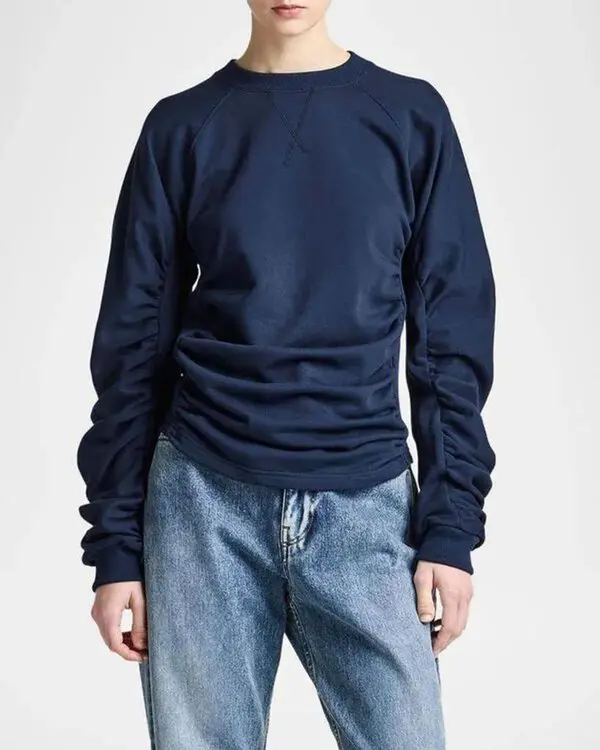 JW Anderson Ruched Cotton-blend Jersey Top