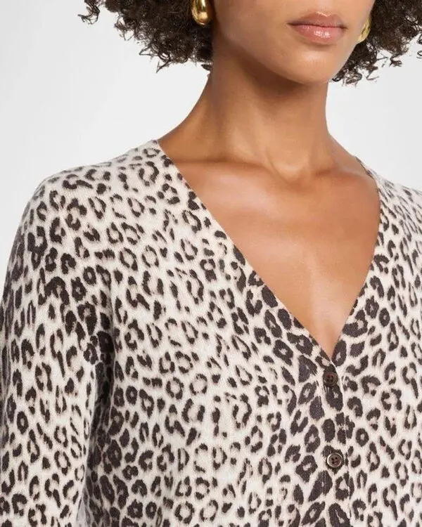 Neiman Marcus Cashmere Animal-print Cardigan - Multi Chee