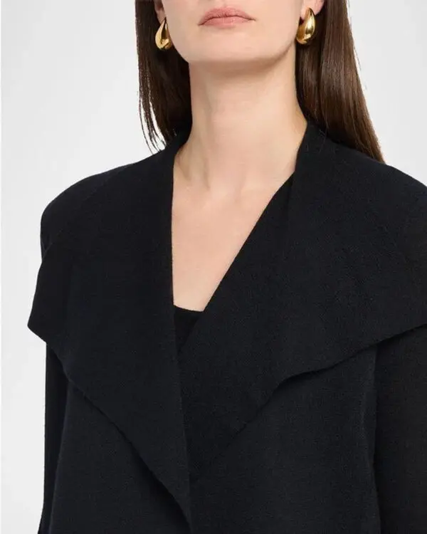 Neiman Marcus Cashmere Draped-front Cardigan - Black