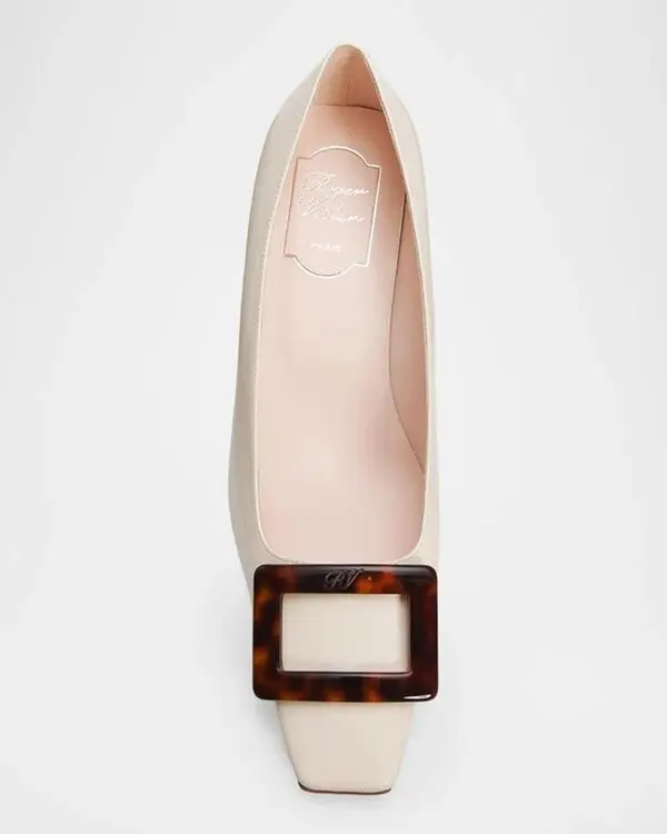 ROGER VIVIER 45mm Belle Vivier Turtle Leather Pumps - Cire
