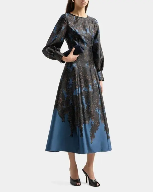 Misook Abstract A-line Midi Dress