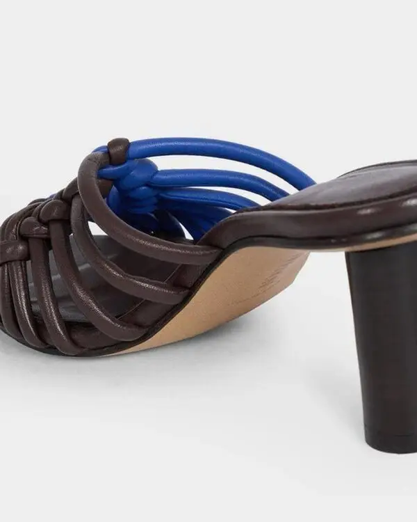 JW Anderson 70mm Plot Bicolor Woven Leather Sandals - Blue/choco