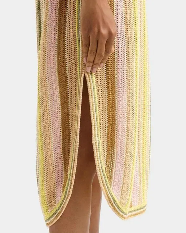 Zimmermann Indra Striped Crochet Cotton Midi Dres - Multi