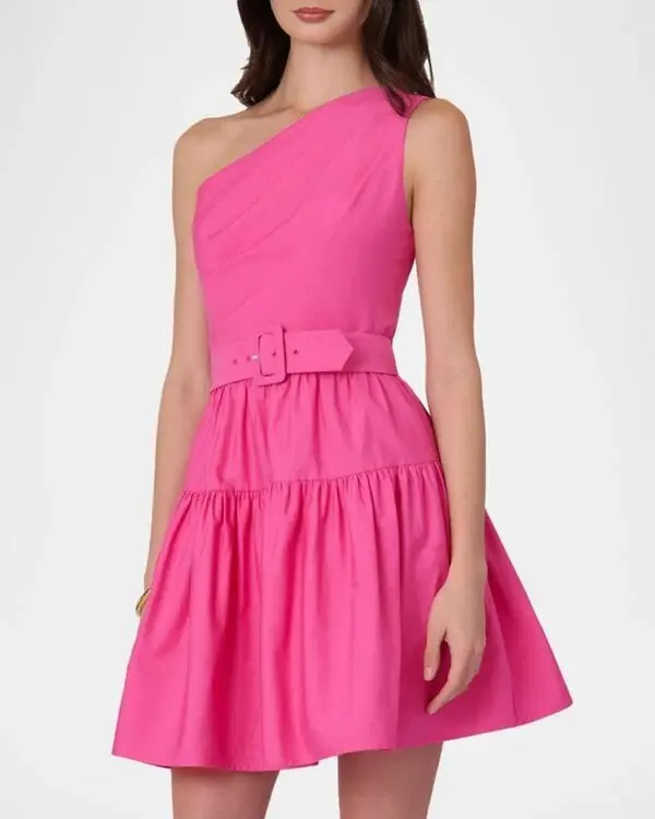 Shoshanna Crawford One-shoulder Cotton Faille Mini Dress