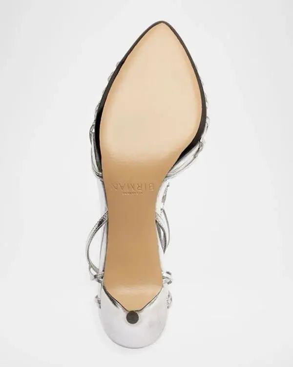 ALEXANDRE BIRMAN 50mm Solene Metallic Leather Sandals - Silver