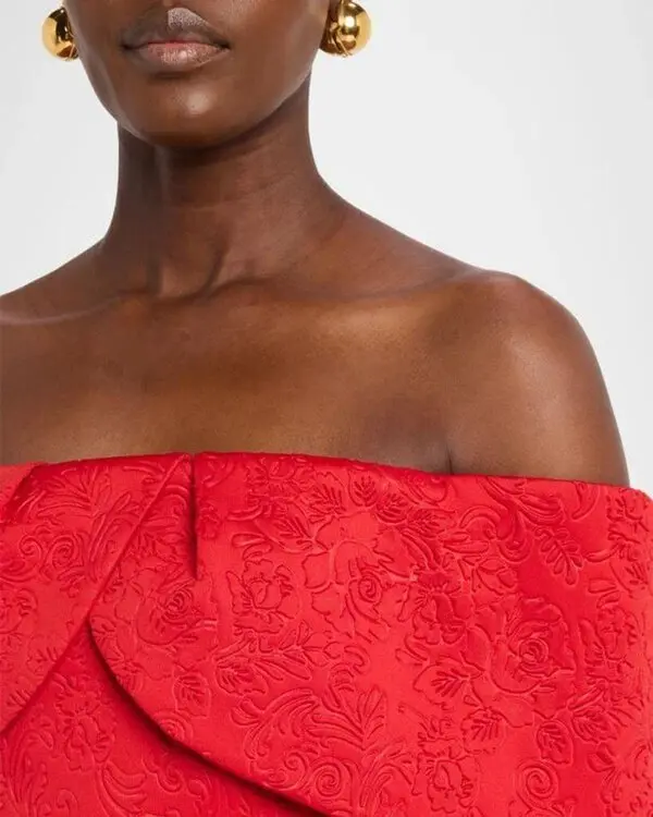 Badgley Mischka Off-the-shoulder Cocktail Dress - Red