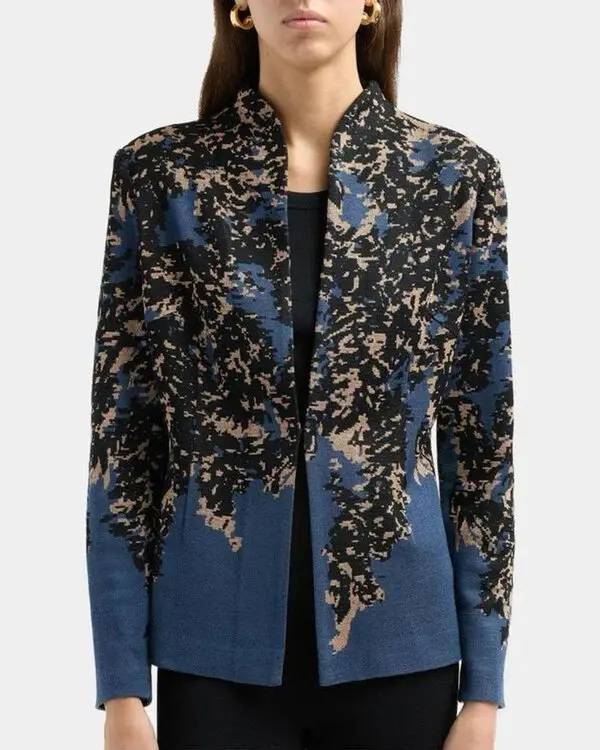 Misook Abstract-knit Open-front Jacket - Stardust/m