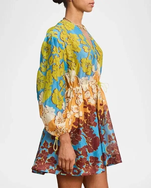 ALEMAIS Splice Cotton-silk Mini Dress