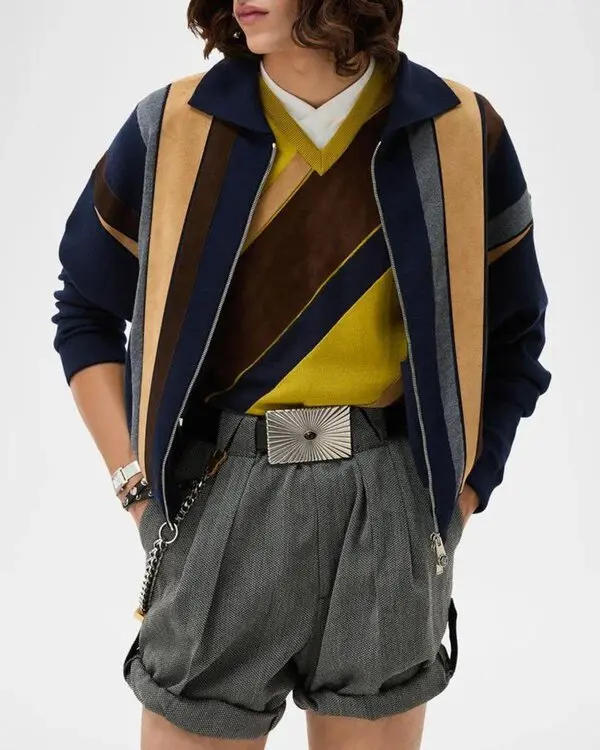 Versace Colorblocked Wool-blend Zip-up Blouson Jacket