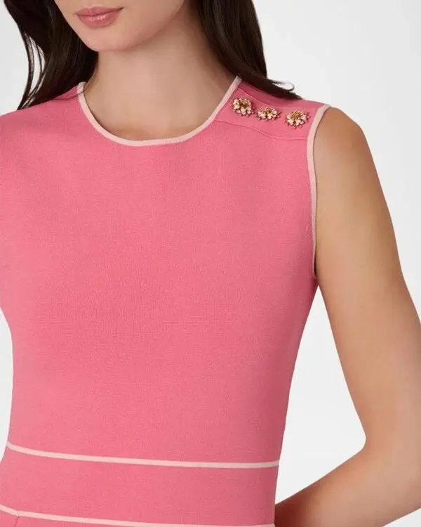 Shoshanna Tiffany Button-shoulder A-line Midi Dress