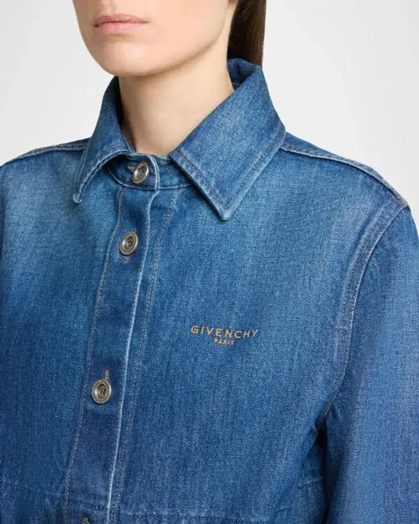 Givenchy Cropped Raw-edge Cotton Denim Jacket