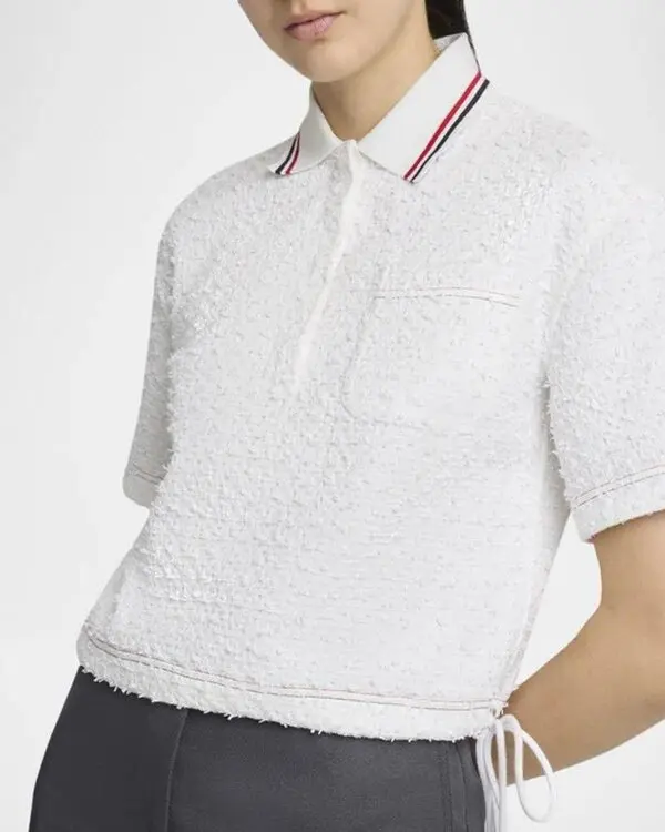 Thom Browne Drawstring Hem Crop Polo Shirt