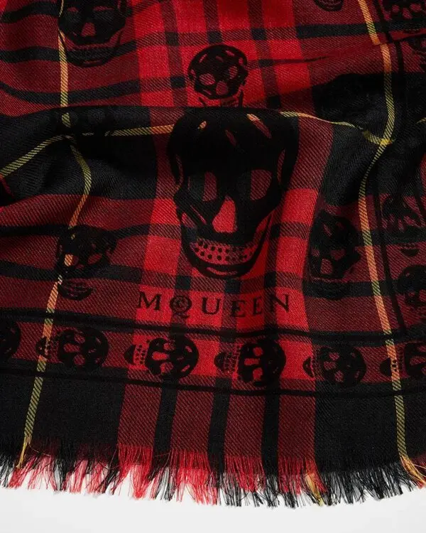 Alexander McQueen Apos;s Tartan Skull Silk-blend Scarf