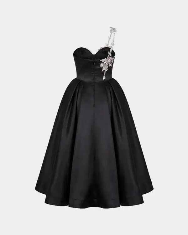 Mac Duggal Cocktail Satin Fit & Flare Midi Dress