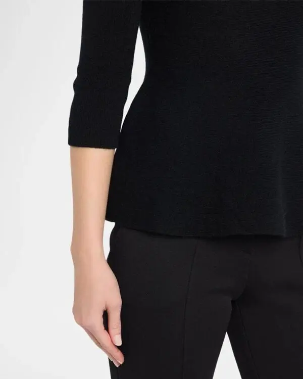 Neiman Marcus Cashmere Peplum Top - Black