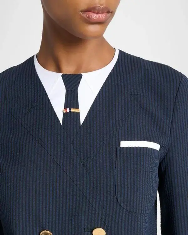 Thom Browne Seersucker Trompe L & Apos;oeil Mini Blazer Dress