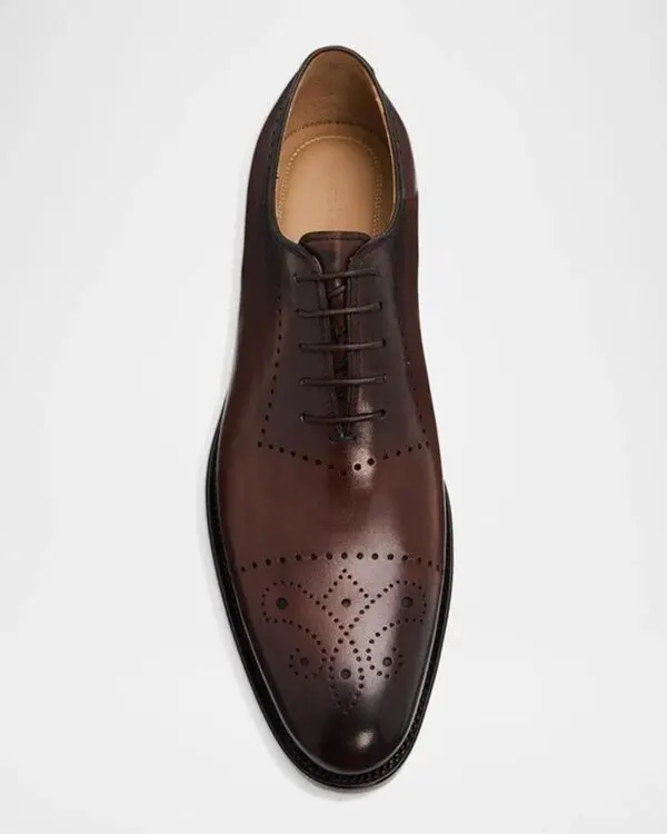 Kiton Apos;s Caravaggio Brogue Leather Oxford Shoes