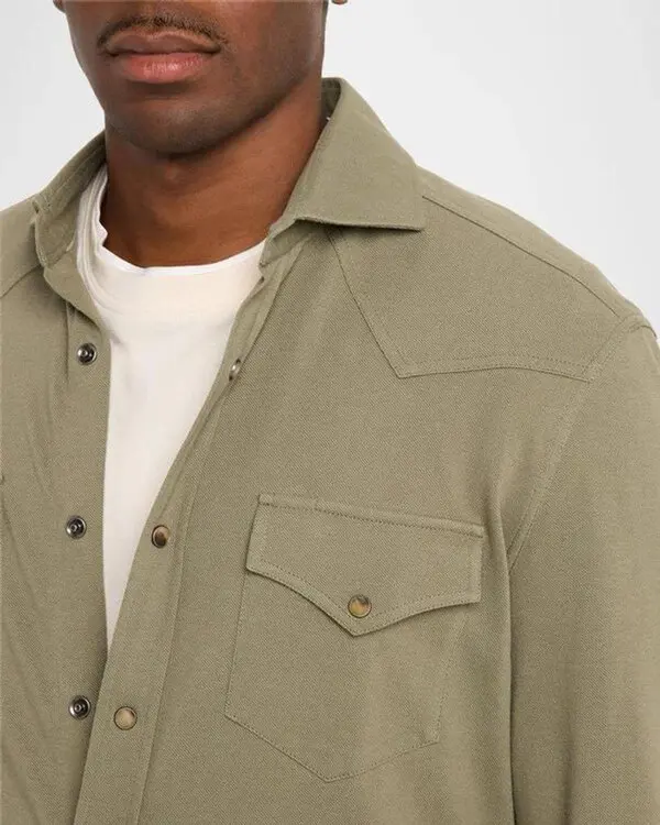 Brunello Cucinelli Apos;s Cotton Piqué Western Shirt - Anthracite