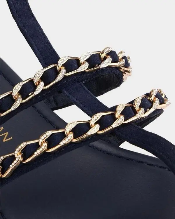 STUART WEITZMAN Soluxe Crystal Suede Sandals - Nice Blue