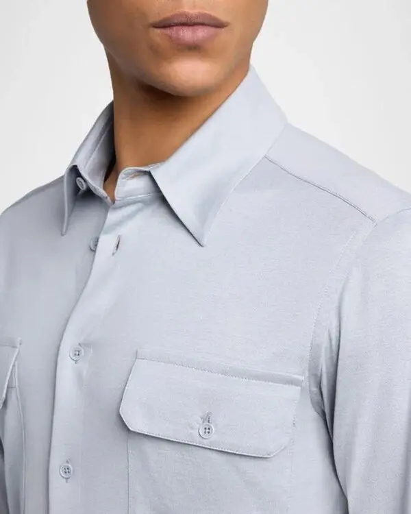 TOM FORD Apos;s Cotton And Silk Jersey Button-down Shirt