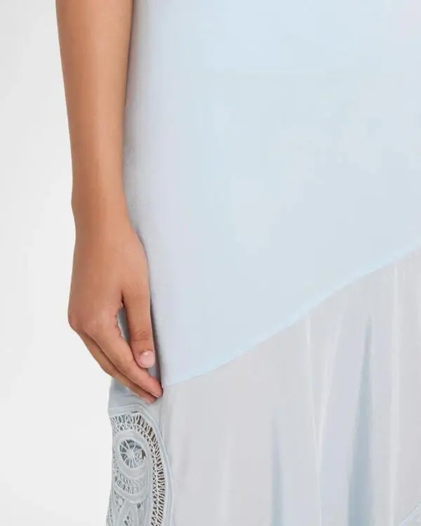 Ulla Johnson Oona Lace Appliqué Silk Midi Skirt - Adriatic