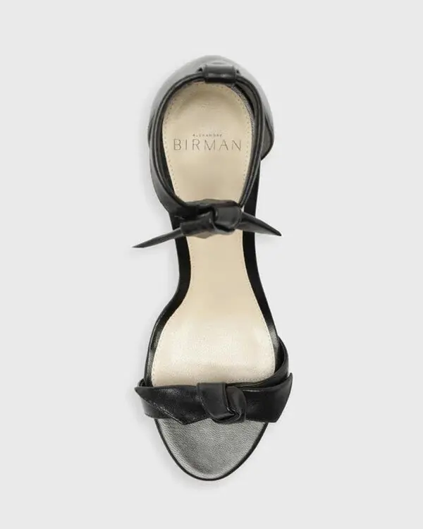 ALEXANDRE BIRMAN 75mm Clarita Leather Bow Ankle-strap Sandals