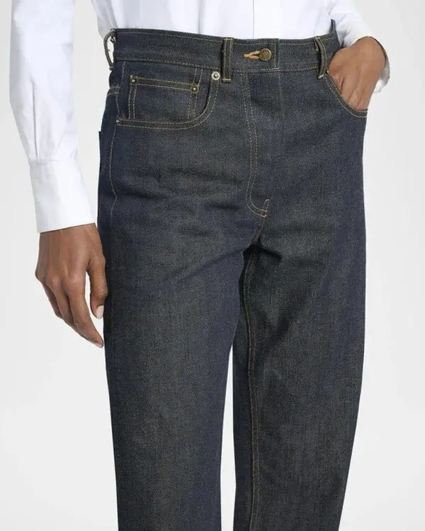 Thom Browne Back-strap Straight-leg Cuffed Crop Jeans - Navy