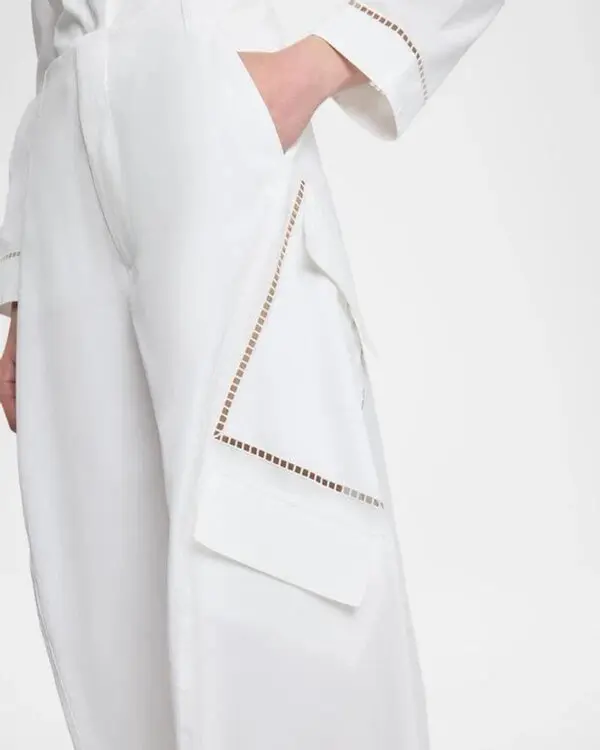 Alaïa Lace-inset Barrel-leg Cargo Pants - Blanc