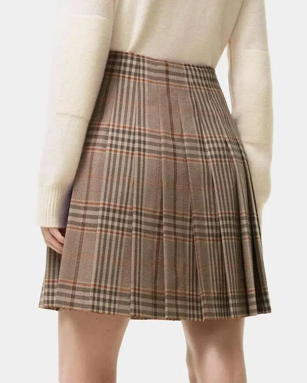 Burberry Odessa Check Wool Mini Skirt