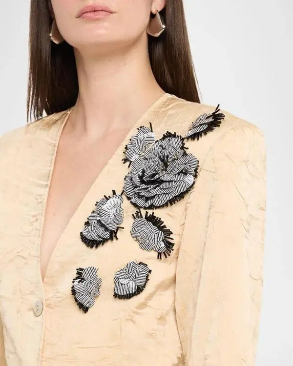 Ulla Johnson Otto Embroidered Satin Jacket