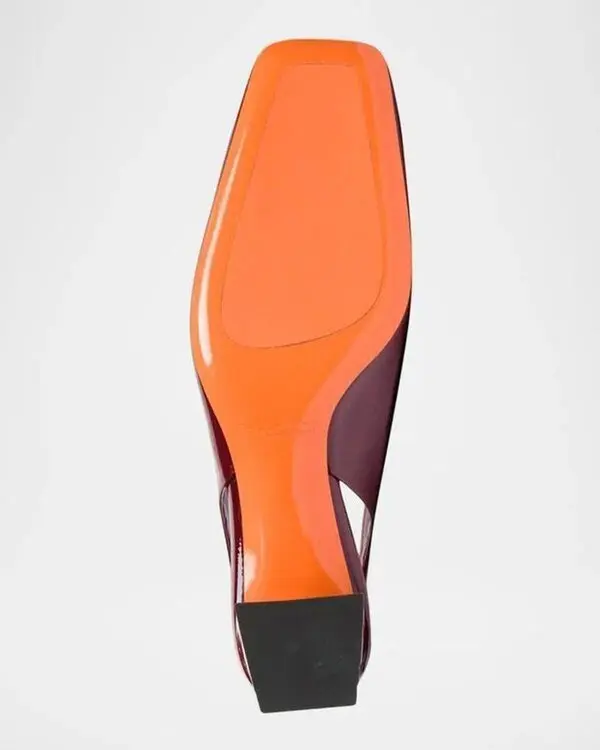 Santoni 50mm Patent Leather Slingback Buckle Pumps