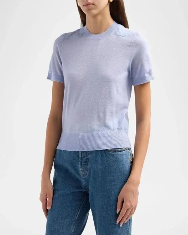 Burberry Winnie Check-shoulder Wool-silk Top