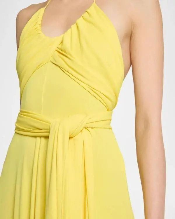 Alaïa Crossover Wrap Jersey Halter Maxi Dress