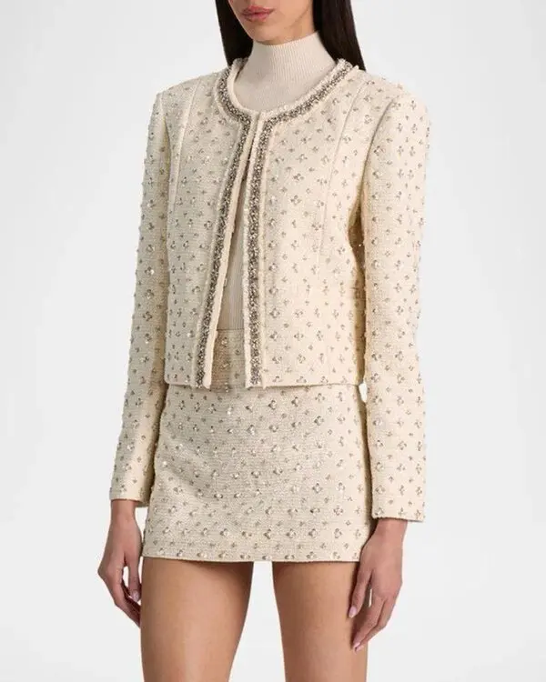 Alice + Olivia Thomasina Embellished Tweed Jacket