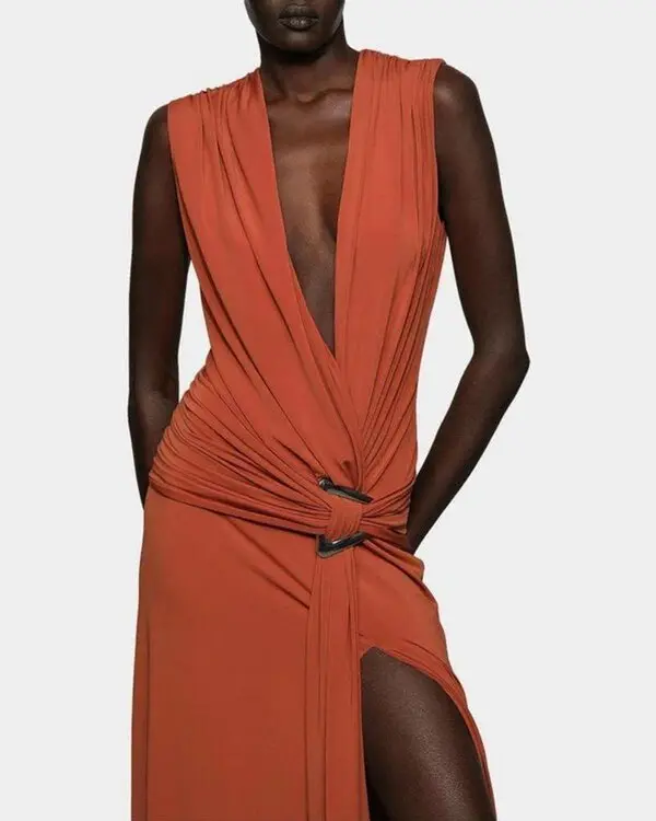 ET OCHS Jil Plunging Draped Column Gown
