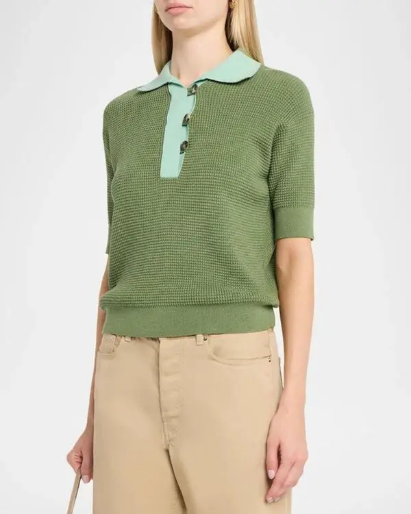 JW Anderson Short-sleeve Textured Knit Polo Sweater - Butterscot