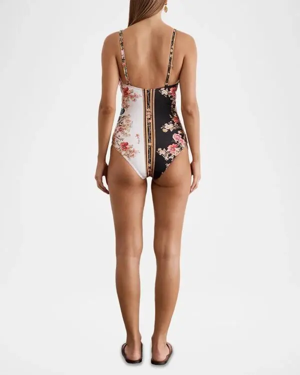 AQUA BLU AUSTRALIA Eliana Floral Colorblock One-piece Swimsuit - Multi