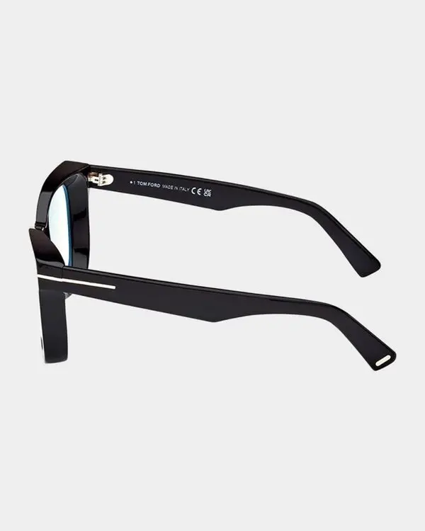 TOM FORD Acetate Square Blue-block Optical Frames - Black