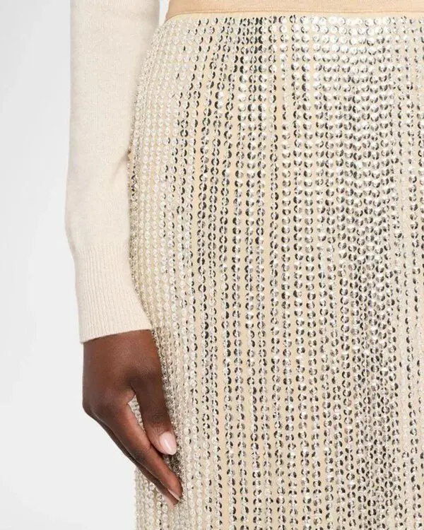 Rag & Bone Lili Beaded Midi Skirt - Beige