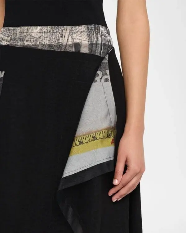 JASON WU Collage Print Deconstructed Midi Wrap Skirt