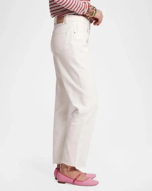 FRANCES VALENTINE Andy Cropped Frayed-hem Cotton Denim Jeans