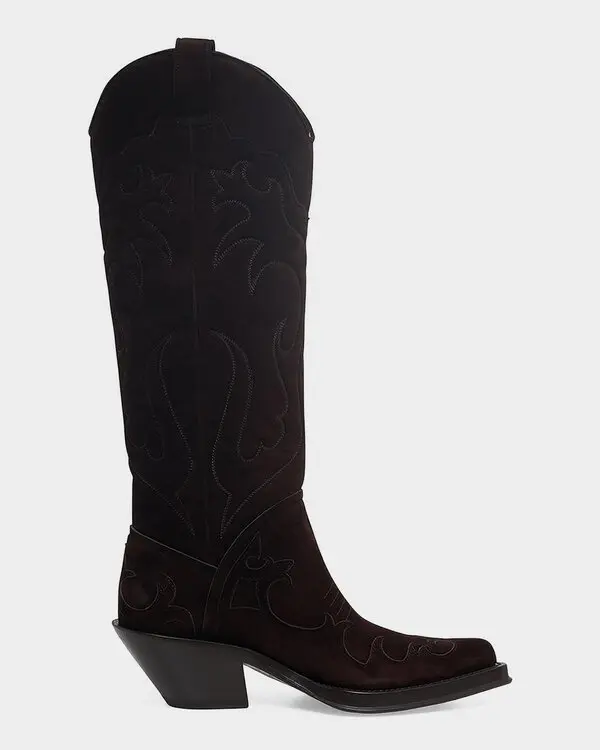 Gabriela Hearst Capitana Suede Cowboy Boots - Dark Choco