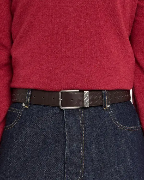Bottega Veneta Apos;s Intrecciato Piccolo Leather Belt - Fondant