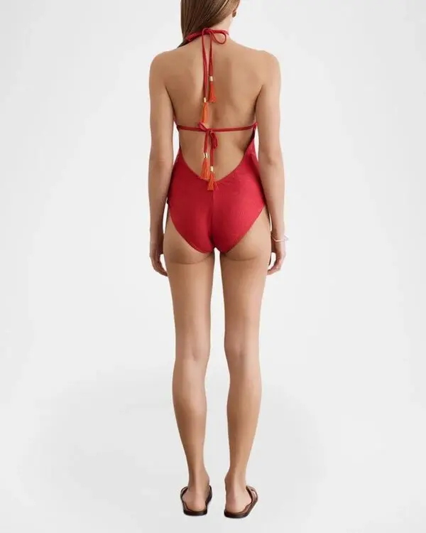 AQUA BLU AUSTRALIA Aria Halter One-piece Swimsuit - Red