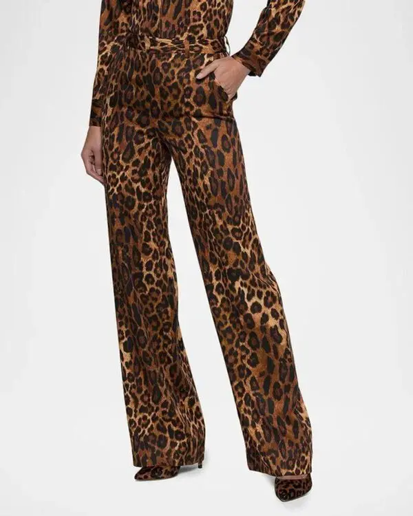 L & APOS;AGENCE Livvy Leopard-print Pants