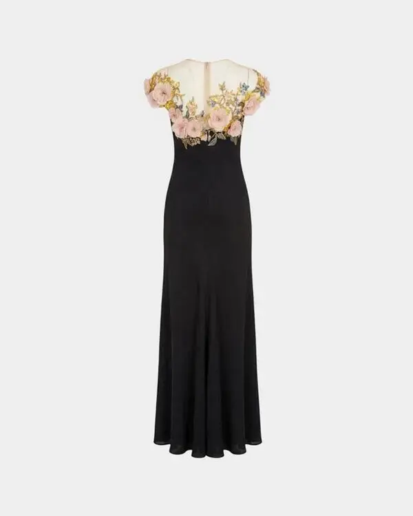 Mac Duggal Floral Illusion Mesh Column Gown