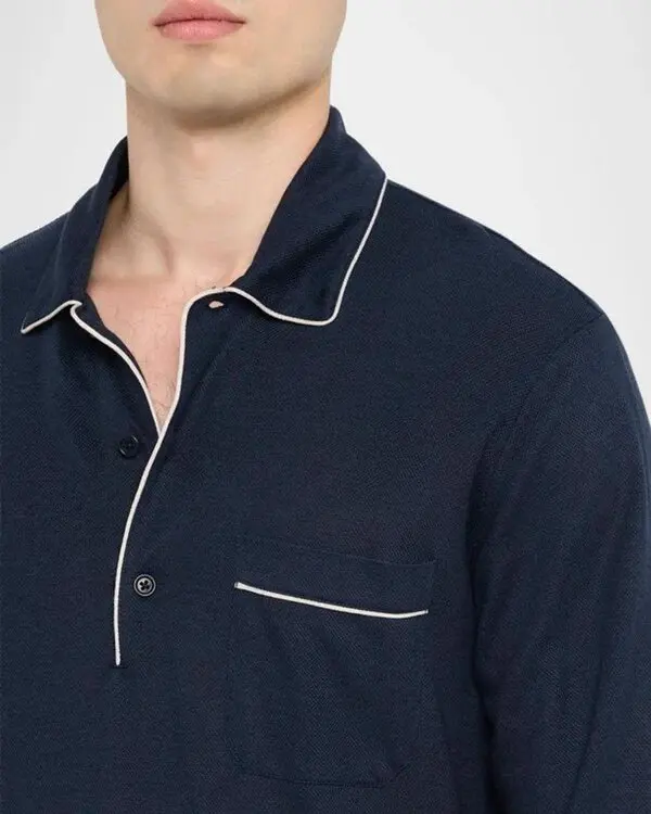 TOM FORD Apos;s Cotton Silk Piquet Polo Shirt - Dark Navy