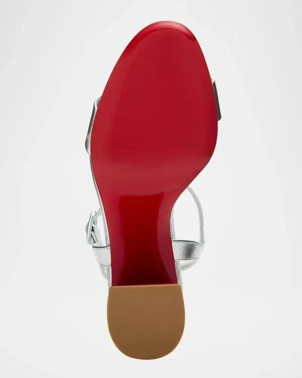 CHRISTIAN LOUBOUTIN 85mm Jane Metallic Leather Ankle-strap Sandals - Silver