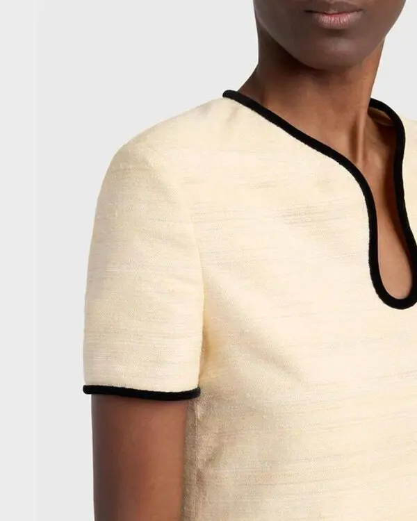 Valentino Garavani Woven Silk Short-sleeve Mini Dress - Beige/black