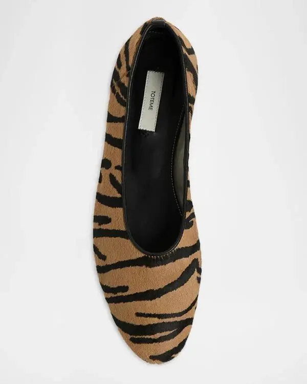 TOTEME Printed Pony Hair Ballerina Flats